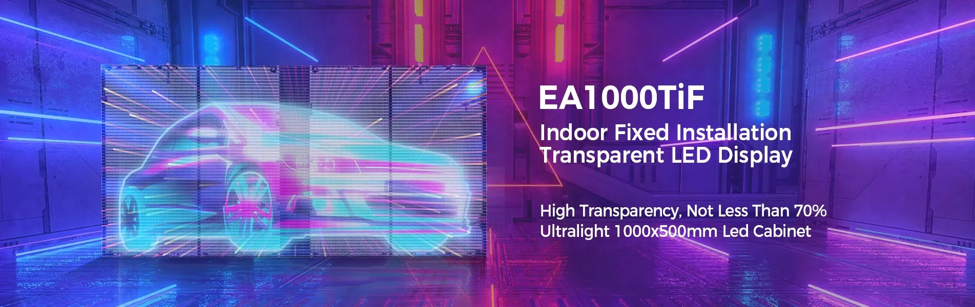 GLK1000TiF 1000×500 Indoor Transparent LED Display - GoldLuck LED